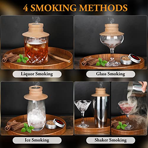 Cocktail Smoker Kit, Whiskey Smoker Kit with Torch, Old Fashioned Cocktail Kit, Bourbon Smoker Kit with 4 Flavors of Chimney Wood Chips, Bartender Gift for Friends, Husband, Dad(No Butane)