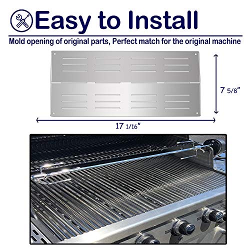 YOUFIRE Gas Grill Parts 17” Heat Shield Plates Stainless Steel BBQ Burner Cover Replacement Select Gas Grill Models by Charbroil, Grand Cafe and Others, 3 Pack Grill Accessories Flavorizer Bars
