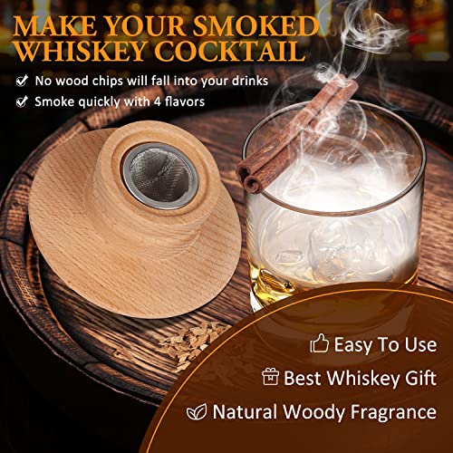 Cocktail Smoker Kit, Whiskey Smoker Kit with Torch, Old Fashioned Cocktail Kit, Bourbon Smoker Kit with 4 Flavors of Chimney Wood Chips, Bartender Gift for Friends, Husband, Dad(No Butane)
