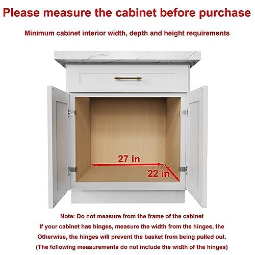 Sikarou Wood Pull Out Cabinet Organizer 2 Tie 26" W x 21" D, Heavy-Duty Sliding Drawers for Inside Cabinets Storage and Organization for Kitchen, Pantry, Bathroom