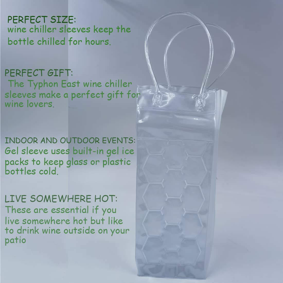 2 Pcs Wine Chiller，Ice Wine Bag, Gel Wine Bottle Chill Cooler Ice Bag,Wine Cooler Refrigerator & Beverage Transport, Clear Freezer Bag，Wine Bottle Chiller Cooler for Red White Champagne or Sparkling