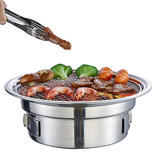 Byear Stainless Steel Portable Charcoal Grill, Korean BBQ Grill, Desktop Grill, Outdoor Camping Grill,Suitable for Courtyard, Camping, Picnic, Hiking, Traveling, Beach BBQ.