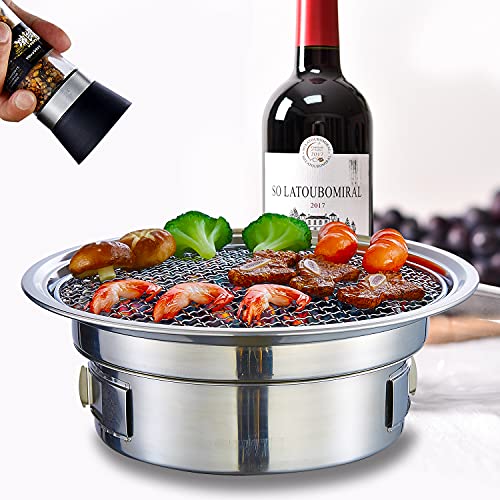 Byear Stainless Steel Portable Charcoal Grill, Korean BBQ Grill, Desktop Grill, Outdoor Camping Grill,Suitable for Courtyard, Camping, Picnic, Hiking, Traveling, Beach BBQ.