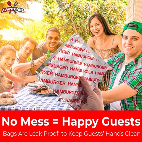 Retro, Grease Proof Burger Wrappers 50 Pk. Great BPA Free Cookout Supply. Pro Quality Bulk Hamburger Bags Are Large and Insulated. Allergen Friendly BBQ Foil Paper Perfect For Baseball Themed Party.