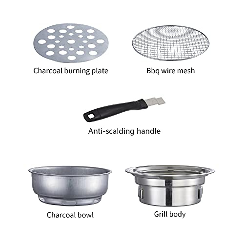 Byear Stainless Steel Portable Charcoal Grill, Korean BBQ Grill, Desktop Grill, Outdoor Camping Grill,Suitable for Courtyard, Camping, Picnic, Hiking, Traveling, Beach BBQ.