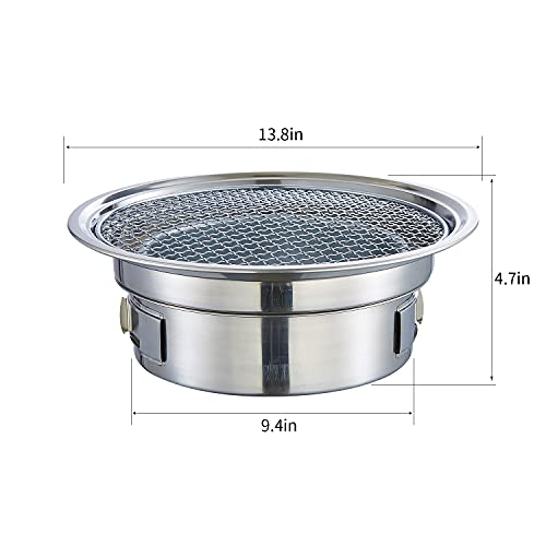Byear Stainless Steel Portable Charcoal Grill, Korean BBQ Grill, Desktop Grill, Outdoor Camping Grill,Suitable for Courtyard, Camping, Picnic, Hiking, Traveling, Beach BBQ.