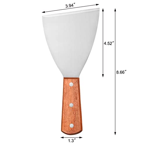 New Star Foodservice 38309 Wood Handle Slant Edge Grill Scraper, 4-Inch x 8.5-Inch