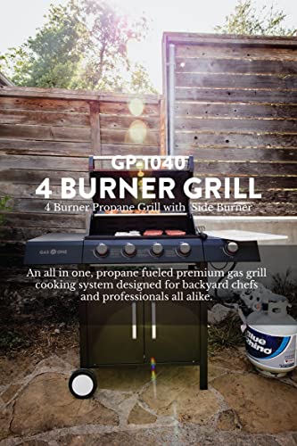 Gas One 4 Burner Gas Grill β Premium Propane Grill with Side Burner β Outdoor Grill Cabinet Style with Wheels - High-Temperature Paint Coating Gas BBQ Grill β Elegant and Luxurious Design