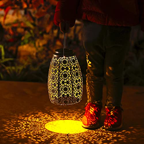 Solar Lanterns Outdoor, 2 Pack Solar Table Lanterns Waterproof Solar Powered Lanterns Lights with Handle Hanging for Patio, Garden, Deck, Party Decorations (Solar Lantern-1)