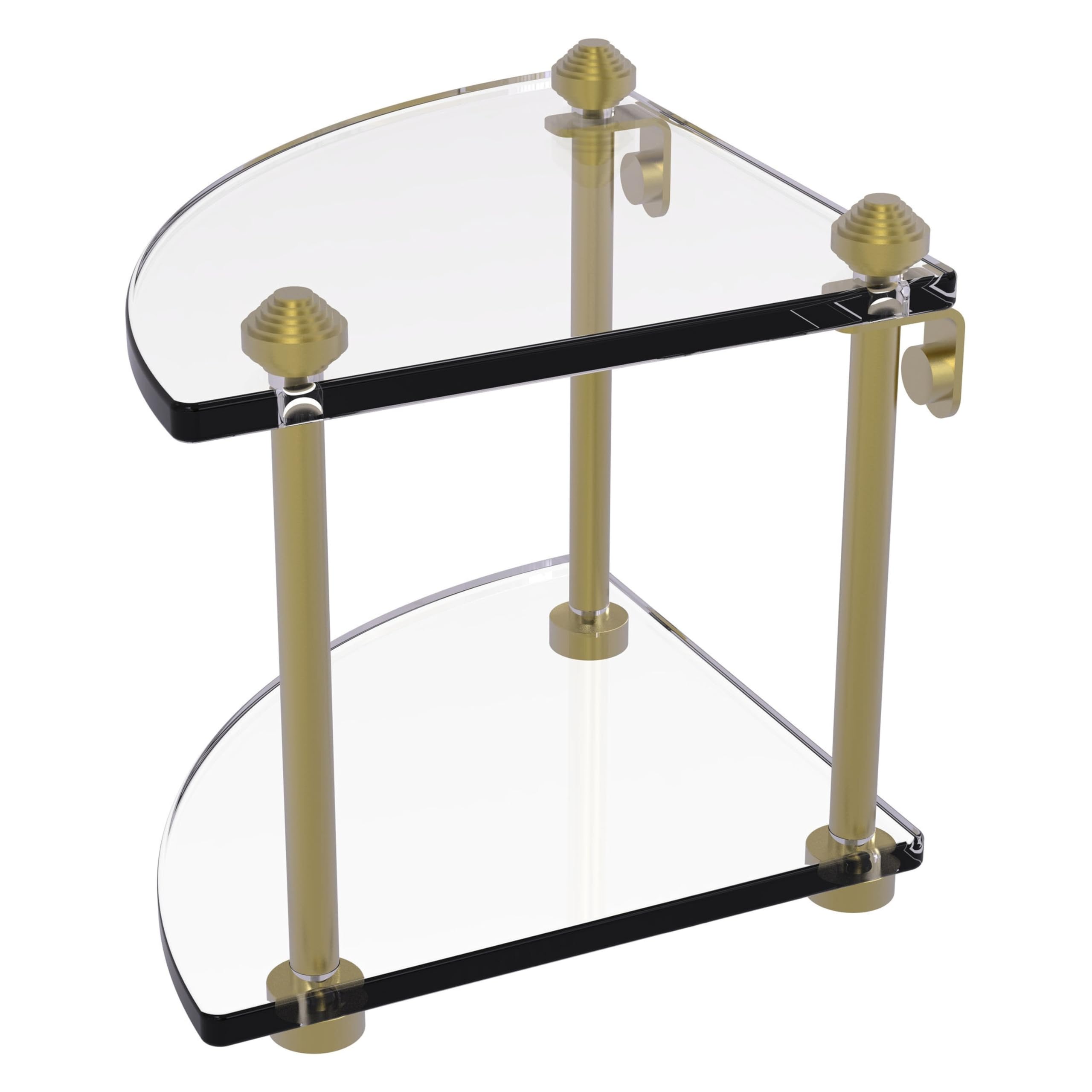 Allied Brass SB-3 Southbeach Collection Two Tier Corner Glass Shelf, Satin Brass