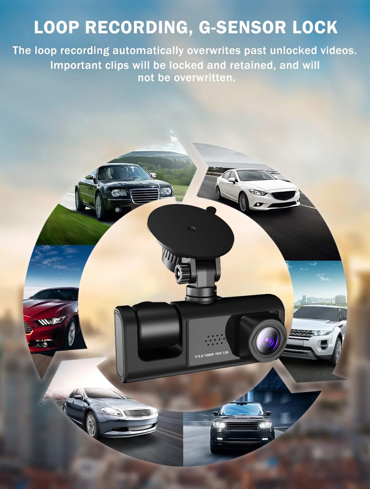 Dash Camera for Cars, 3 Channel 4K Dash Cam Front and Rear Inside,1080P Full HD 170 Deg Wide Angle Dashboard Camera with 64GB Card, IPS Screen,Built in IR Night Vision,G-Sensor,Loop Recording