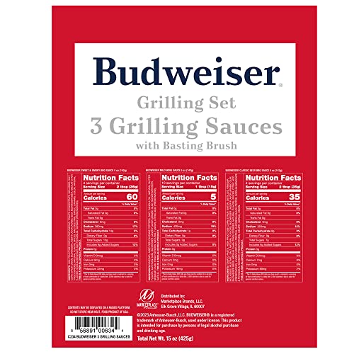 Marketplace Brands Budweiser Grilling Set - 3 BBQ Sauces with Basting Brush