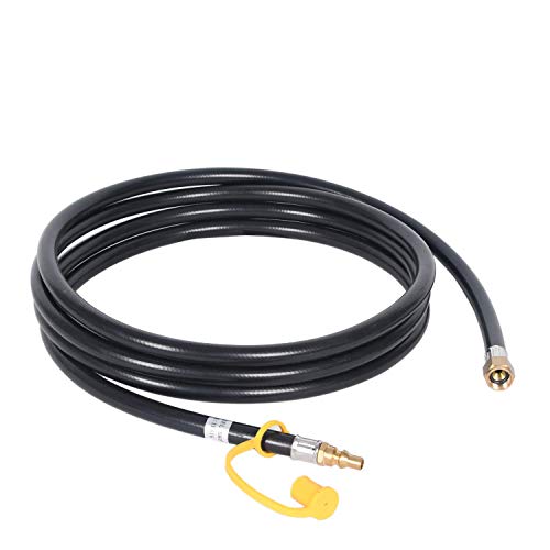 GasSaf 12FT RV Quick Connect Propane Hose for Camp Chef Stove and Portable Fire Pit Connection，3/8” Female Flare Fitting x 1/4" Full Flow Male Plug