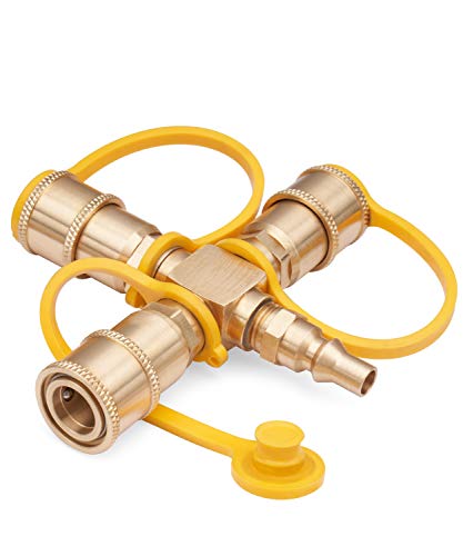 GASPRO Propane Splitter, 3 Ways 1/4inch RV Propane Quick Connect Fitting, Quick Disconnect Adapter for RV, Trailer, Camper, Connect to Propane Quick Connect Hose