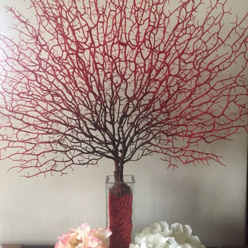 Simulation Coral Branch Artificial Sea Tree Peacock Tree Plastic Sea Trunk Branch Decorative Accessories for Fish Tank Aquarium Wedding Home(Brown)