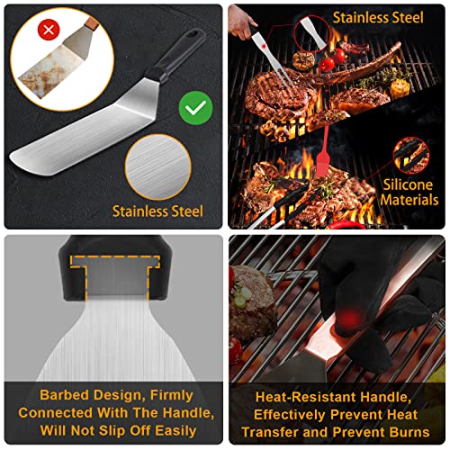 Zhenmao Griddle Accessories Kit, 18 PCS Flat Top Grill Accessories Set for Blackst Kitchen,Grill Kit with Spatula Fork Food Clip Brush Storage Bag Grill Mats for Men BBQ Tools Grilling