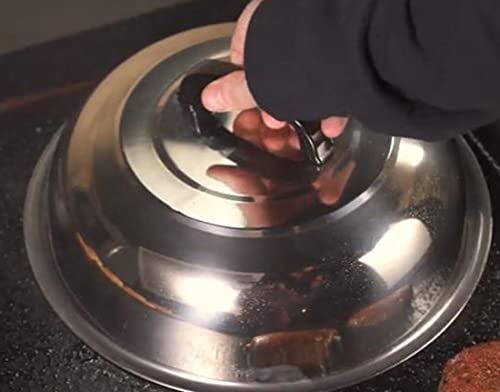 12 Inch Heavy Duty Cheese Melting Dome - Stainless Steel Griddle Grill Accessories - Durable Round Basting, Steaming Cover - Heat Resistant Handle for Flat Top Griddle Grill Indoor/Outdoor- 2 Domes