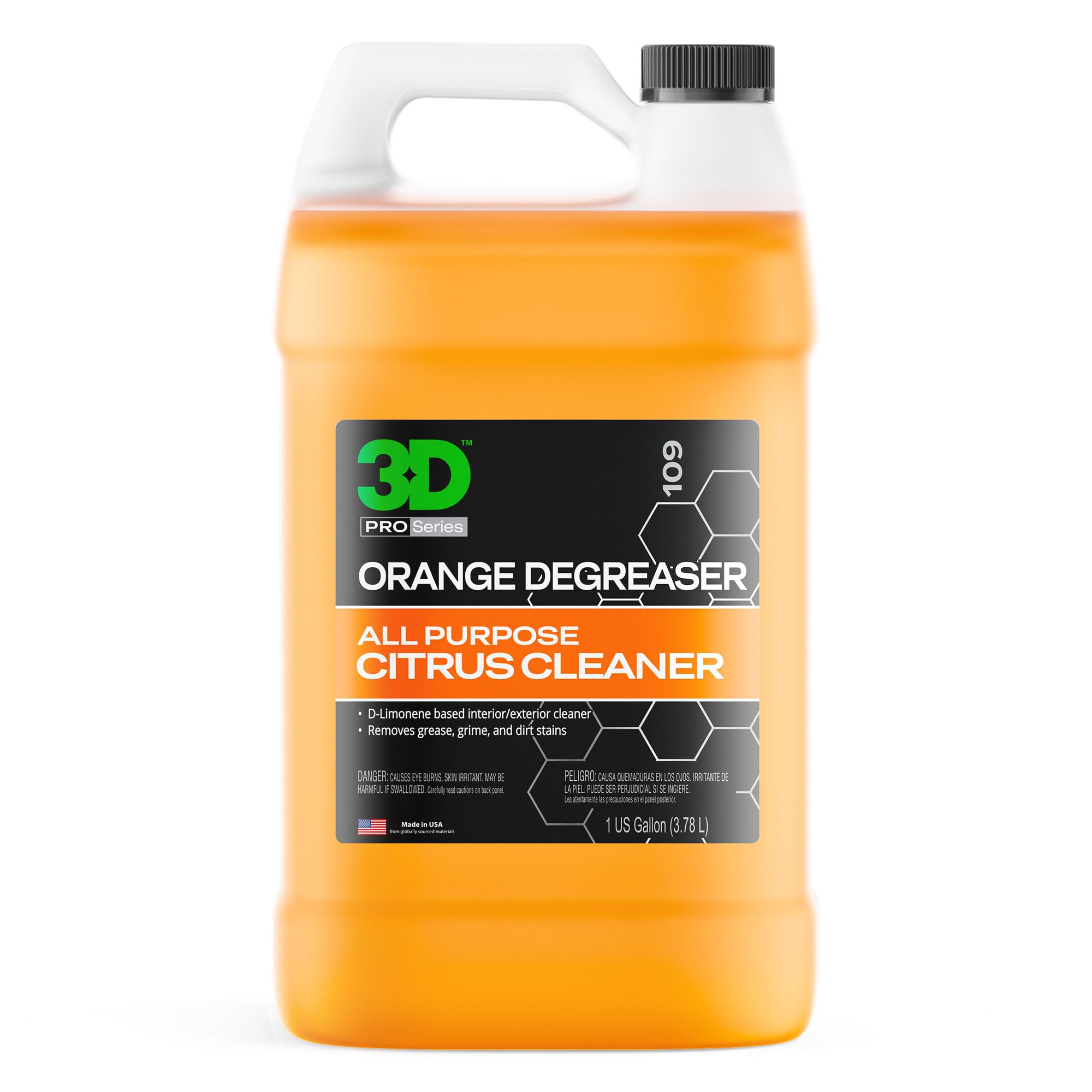 3D Orange Degreaser All Purpose Organic Citrus Cleaner - Multi Surface Interior & Exterior Use Degreaser & Cleaner Removes Clean Grease & Grime Residue on Plastic, Cloth, Vinyl, Metal, Leather, Carpet 1 Gallon