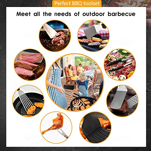 Zhenmao Griddle Accessories Kit, 18 PCS Flat Top Grill Accessories Set for Blackst Kitchen,Grill Kit with Spatula Fork Food Clip Brush Storage Bag Grill Mats for Men BBQ Tools Grilling
