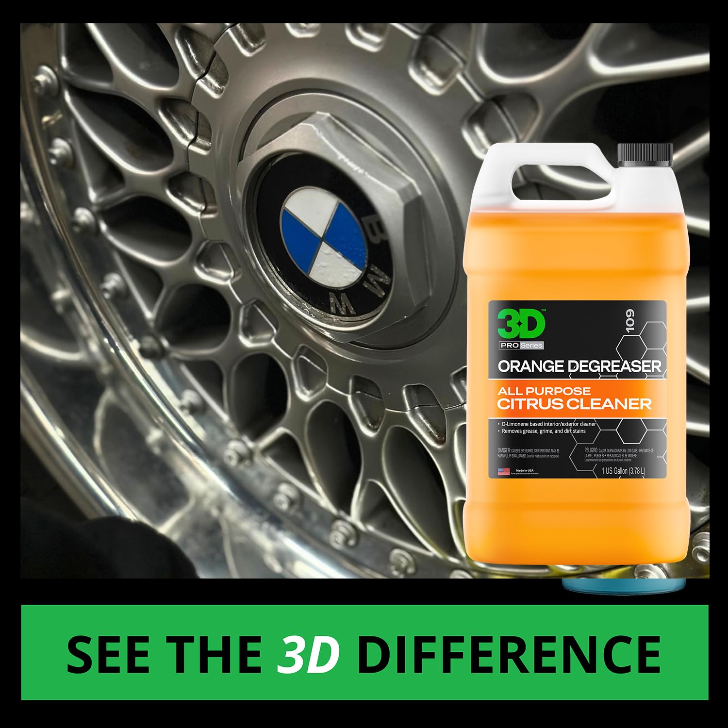 3D Orange Degreaser All Purpose Organic Citrus Cleaner - Multi Surface Interior & Exterior Use Degreaser & Cleaner Removes Clean Grease & Grime Residue on Plastic, Cloth, Vinyl, Metal, Leather, Carpet 1 Gallon