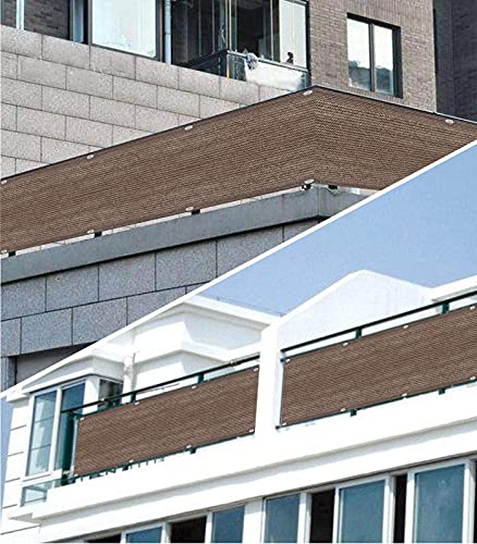 ALBN Balcony Privacy Screen Outdoor Windshield Anti-UV 90% Blockage with Eyelets and Rope for Balcony Fence Pergola (Color : Brown, Size : 80x450cm)
