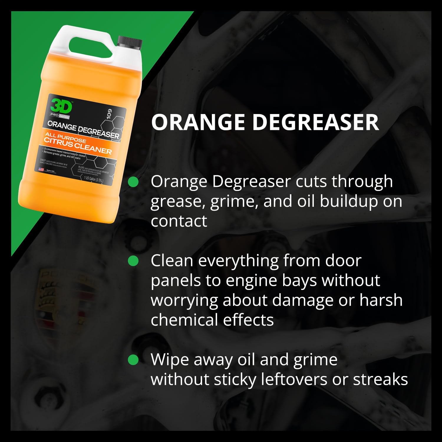 3D Orange Degreaser All Purpose Organic Citrus Cleaner - Multi Surface Interior & Exterior Use Degreaser & Cleaner Removes Clean Grease & Grime Residue on Plastic, Cloth, Vinyl, Metal, Leather, Carpet 1 Gallon