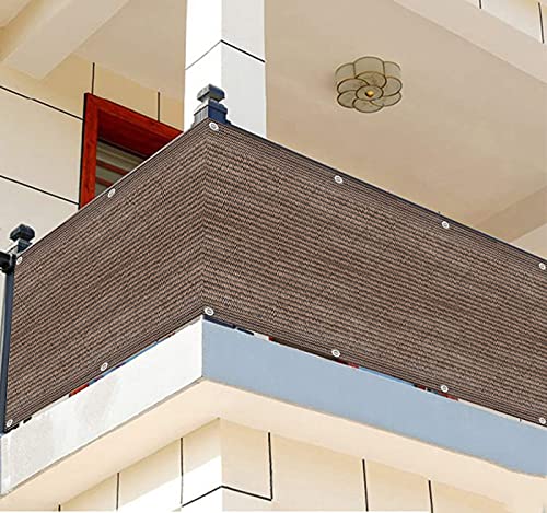 ALBN Balcony Privacy Screen Outdoor Windshield Anti-UV 90% Blockage with Eyelets and Rope for Balcony Fence Pergola (Color : Brown, Size : 80x450cm)