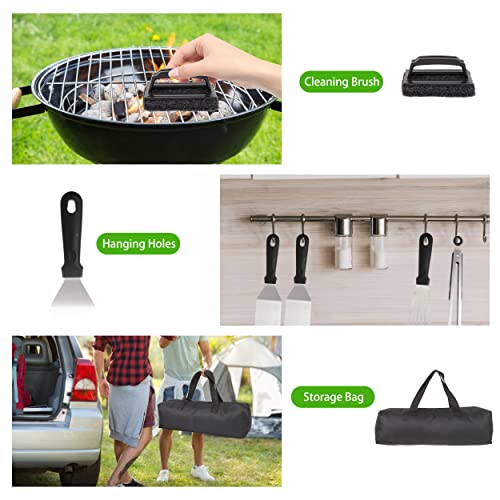 Stolix 29Pcs Stainless Steel Griddle Accessories Kit for Blackstone and Camp Chef Grill BBQ Spatula Set with Carry Bag 100Pcs Bamboo Skewers