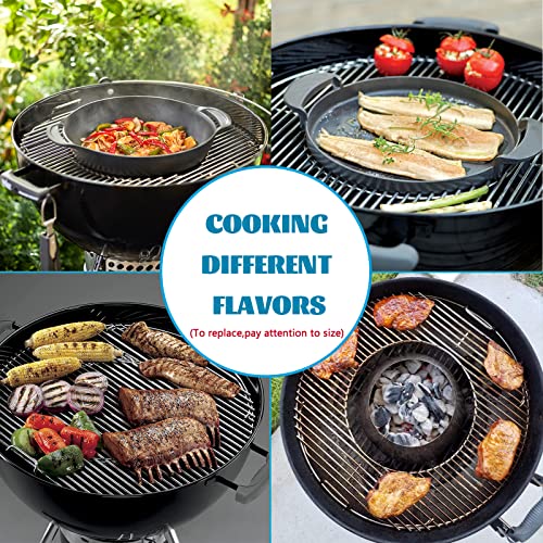 Hinged Cooking Grate for Weber 22β Charcoal Grill,Heavy-Duty Stainless Steel Grill Grate for Weber 8835 Gourmet BBQ System Hinged Cooking Grate,Works Great on 22" Weber,Barrel Grills,Recteq Bullseye