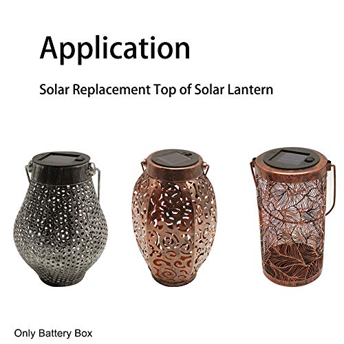Balana 2 Pack Solar Light Replacement Top,Waterproof Round Solar Panel,Warm White LED, Lighting for The Night,Suitable for Outdoor Hanging Solar Lanterns