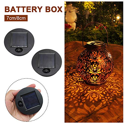 Balana 2 Pack Solar Light Replacement Top,Waterproof Round Solar Panel,Warm White LED, Lighting for The Night,Suitable for Outdoor Hanging Solar Lanterns