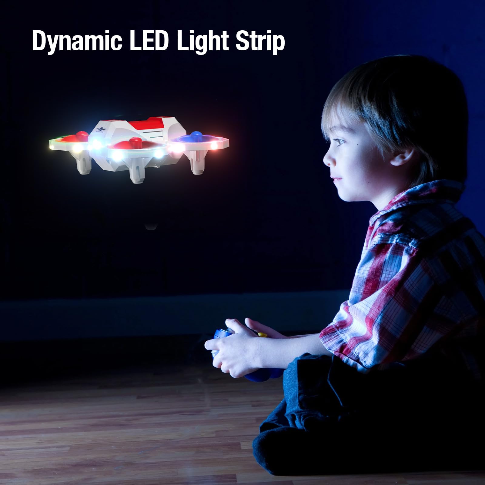 Rc Drone for Beginner, JoyKey Easy Mini Drone for kids with Adjustable LED Light, Indoor Quadcopter with Speed Mode, Altitude Hold, 3D Flip, Auto Rotation, One Key Start/Land, Headless Mode and 2 Batteries, Drone Toy for Boys & Girls