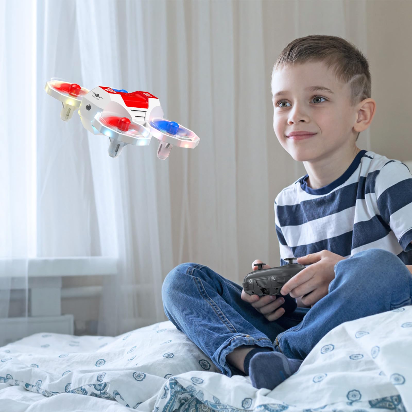 Rc Drone for Beginner, JoyKey Easy Mini Drone for kids with Adjustable LED Light, Indoor Quadcopter with Speed Mode, Altitude Hold, 3D Flip, Auto Rotation, One Key Start/Land, Headless Mode and 2 Batteries, Drone Toy for Boys & Girls