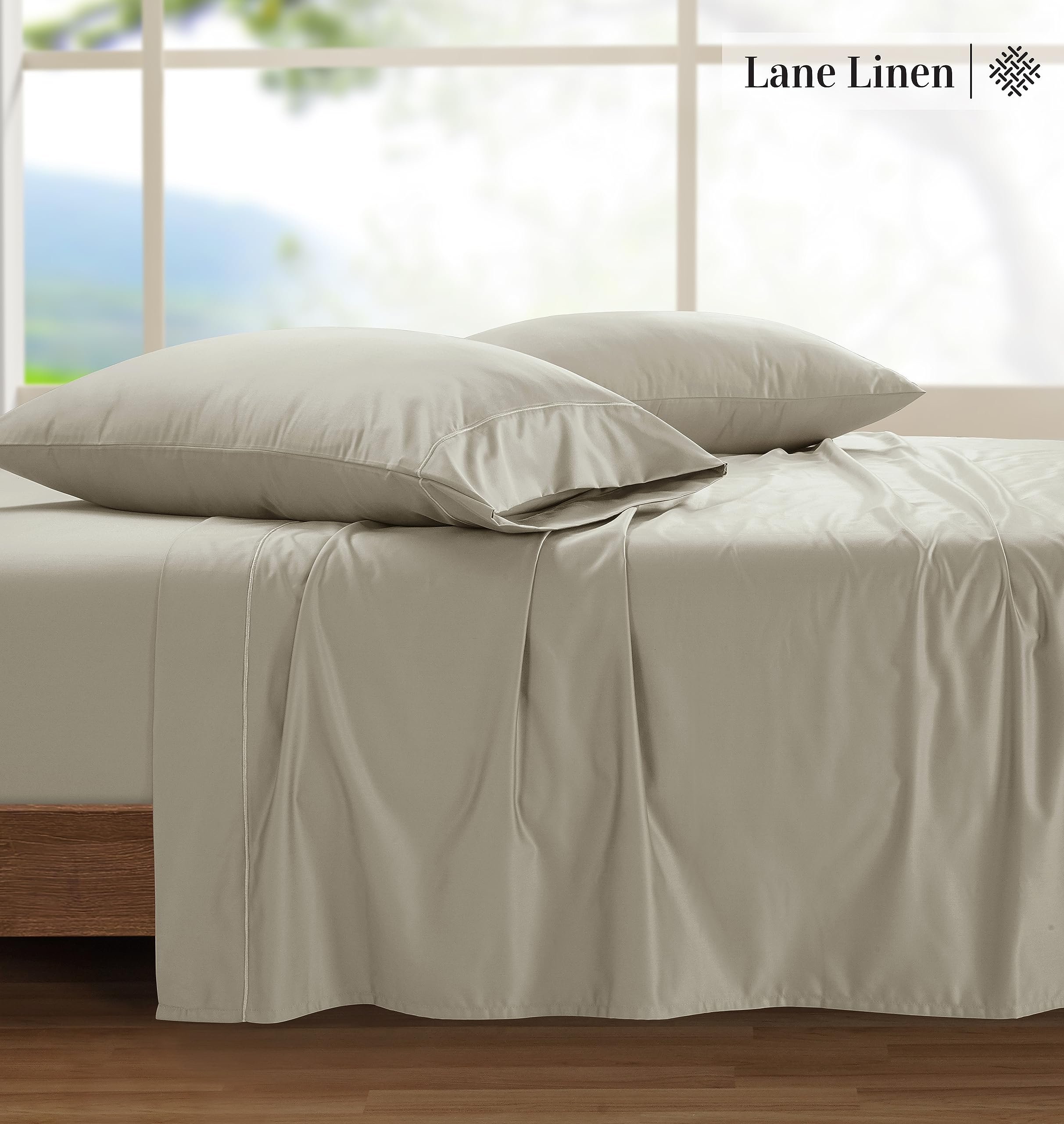 LANE LINEN 100% Egyptian Cotton Full Size Bed Sheets Set - 1500 Thread Count, 4 Pieces Set - Premium Sateen Weave Cotton Full Bed Sheets Set - 15" Deep Pocket Full Size Sheets Set - Linen
