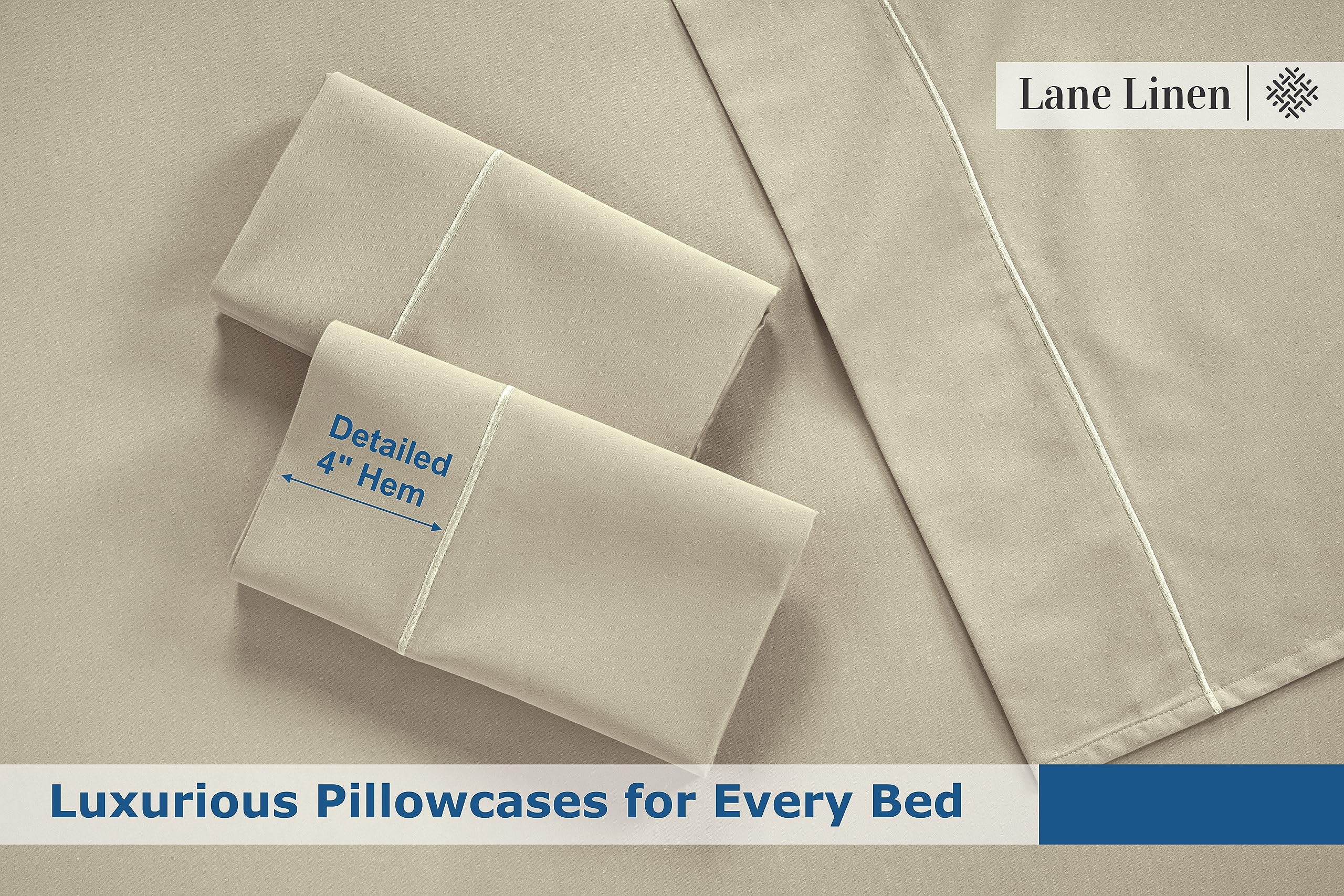 LANE LINEN 100% Egyptian Cotton Full Size Bed Sheets Set - 1500 Thread Count, 4 Pieces Set - Premium Sateen Weave Cotton Full Bed Sheets Set - 15" Deep Pocket Full Size Sheets Set - Linen