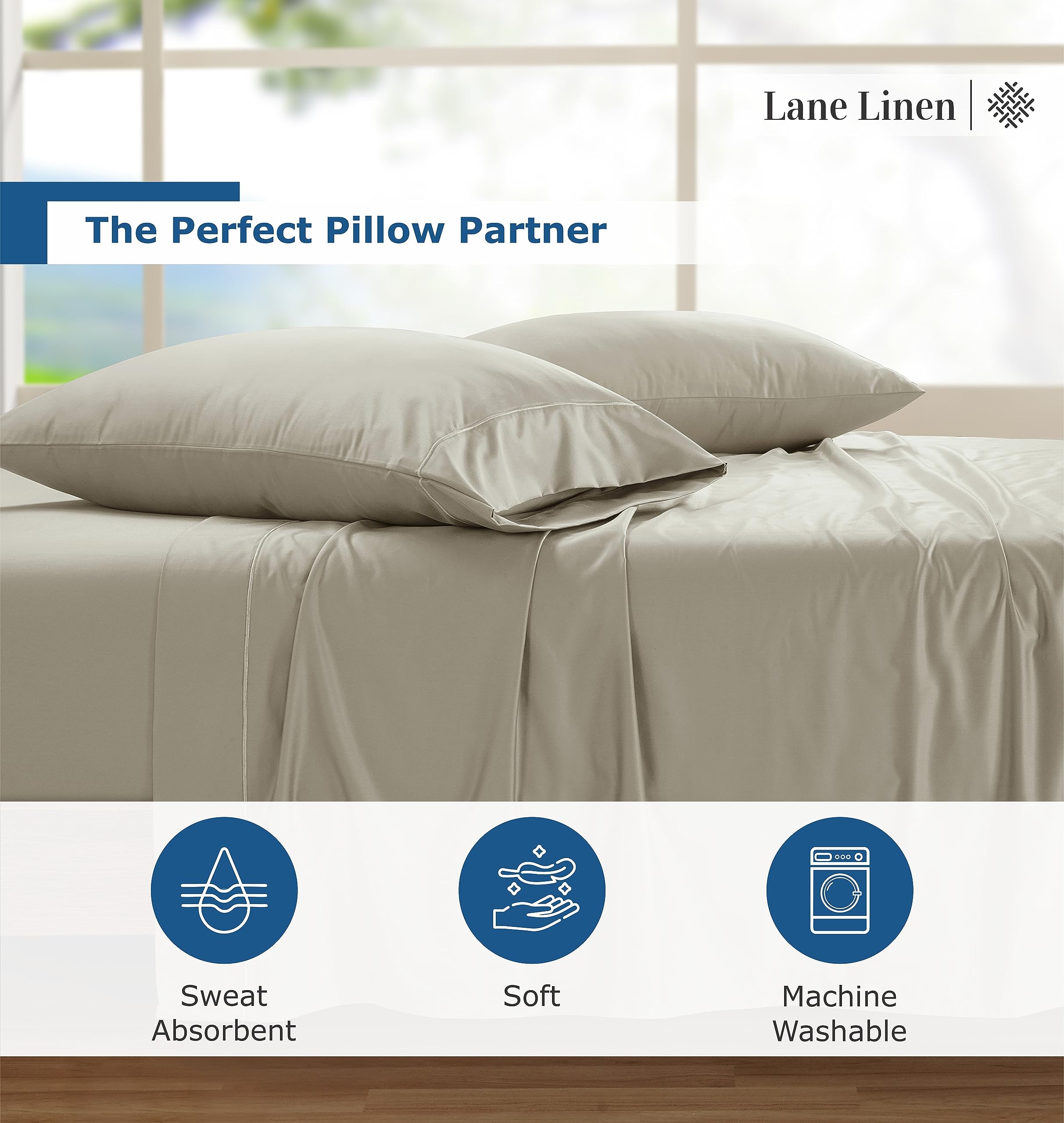 LANE LINEN 100% Egyptian Cotton Full Size Bed Sheets Set - 1500 Thread Count, 4 Pieces Set - Premium Sateen Weave Cotton Full Bed Sheets Set - 15" Deep Pocket Full Size Sheets Set - Linen