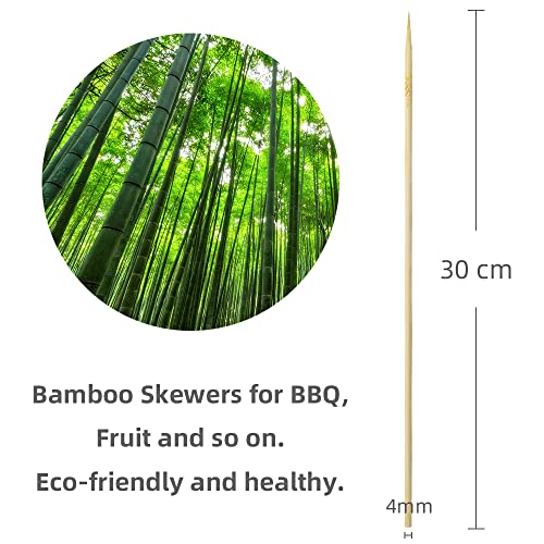 50 Pack Bamboo Skewers, 12.5 Inch Long Natual Bamboo Sticks for BBQ, Grill, Appetizer, Fruit, Corn, Chocolate Fountain, Cocktail and Outdoor Pinic.