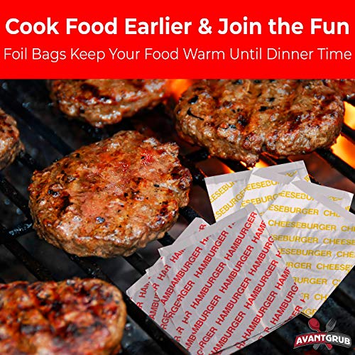 Retro, Grease Proof Burger Wrappers Combo 50Pk. Insulated, Pro Quality Bulk Hamburger and Cheeseburger Bags are BPA Free. Large, Allergen Friendly BBQ Foil Paper Great Cooking Supply For Themed Party
