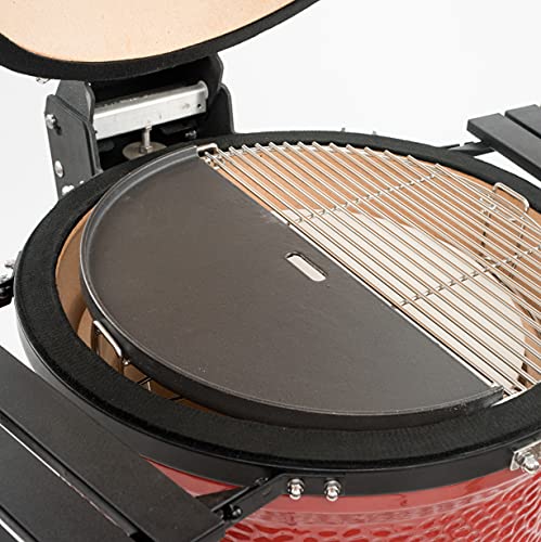 Kamado Joe KJ-HCIGRIDDLE Half Moon Cast Iron Reversible Grill Griddle for Classic Joe, Black