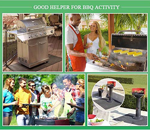 Round Under Grill Splatter Mat, Fireproof Heat Resistant BBQ Gas Grill Garage Cabinet Protective Floor Mat Rug for Outdoor Backyard Deck Patio 27’’x27’’/36’’x36’’ (27‘’x27‘’)