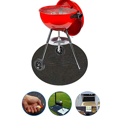Round Under Grill Splatter Mat, Fireproof Heat Resistant BBQ Gas Grill Garage Cabinet Protective Floor Mat Rug for Outdoor Backyard Deck Patio 27’’x27’’/36’’x36’’ (27‘’x27‘’)