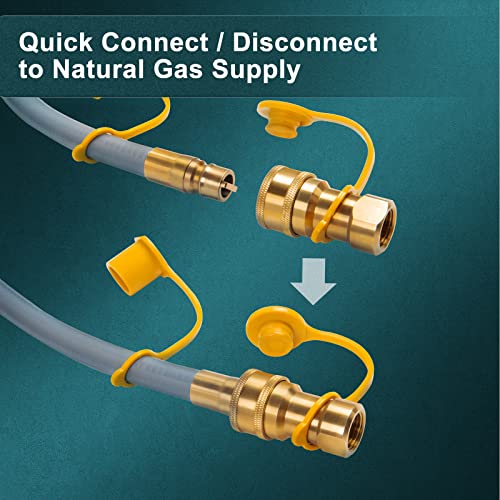 GASPRO 24FT 1/2" ID Natural Gas Hose, Low Pressure LPG Hose with Quick Connect, for Weber, Char-broil, Pizza Oven, Patio Heater and More