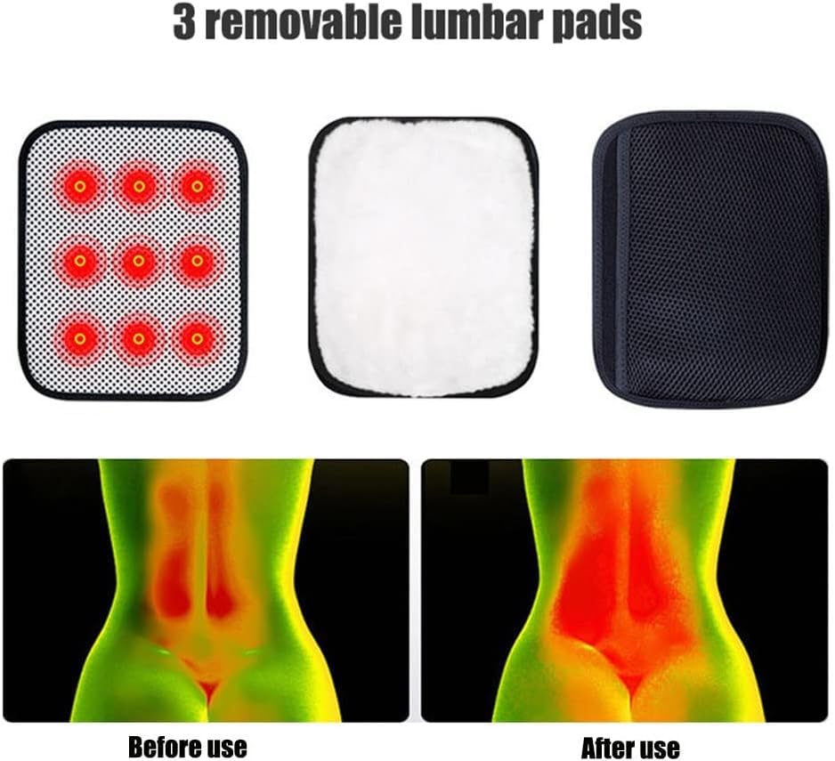 Lumbar Support Belt Self-Heating Lumbar Belt for Lower Back Pain Arthritis Muscle Spasm for Men and Women with 3 Removable Lumbar Pads,XL