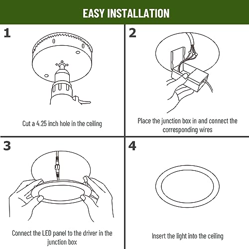 12 Pack Recessed Lighting 4 Inch with Junction Box, 5CCT 4 Inch LED Recessed Lights Dimmable 2700K/3000K/4000K/5000K/6000K, 9W 700lm Ultra Thin Recessed Lighting - ETL and Energy Star Certified