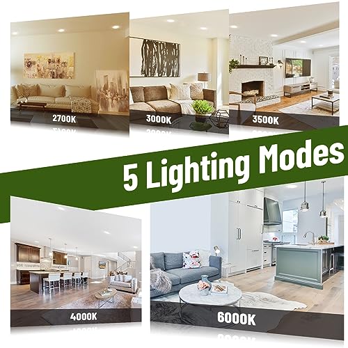 12 Pack Recessed Lighting 4 Inch with Junction Box, 5CCT 4 Inch LED Recessed Lights Dimmable 2700K/3000K/4000K/5000K/6000K, 9W 700lm Ultra Thin Recessed Lighting - ETL and Energy Star Certified