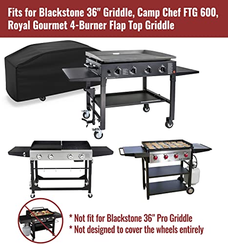 NUPICK Grill Cover for Blackstone 36” Griddle, Camp Chef, Royal Gourmet and More, 600D Waterproof and Weather Resistant, Come with 12 Inch Round Basting Cover