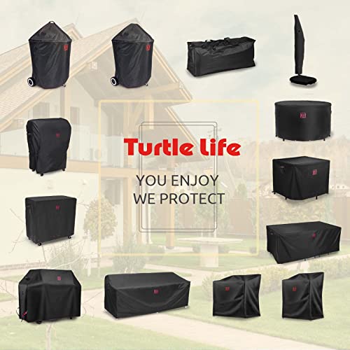 Turtle Life Round BBQ Grill Cover, 22inch Durable Waterproof Rip Resistant UV Resistant for Charcoal Kettle Grill, Dia27 x 38" H