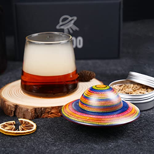 SITOO Cocktail Smoker, Old Fashioned Cocktail Smoker Kit w/Wood Chips, UFO Drink Smoker for Cocktails, Wine, Whiskey and Bourbon (Rainbow Wood)