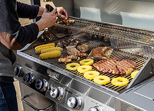 Monument Grills 77352 6-Burner Stainless Steel Cabinet Style Propane Gas Grill with LED Controls, Side Burner, Built in Thermometer, and Rotisserie Kit