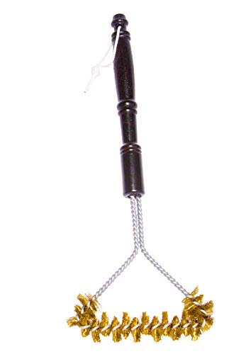Backyard Dudes BBQ Grill Cleaning Brass Brush 16" -Made in USA -Heavy Duty Real Brass Extra Wide Two Levels of bristles are Soft Safe for Porcelain Enamel grates (16 inches)